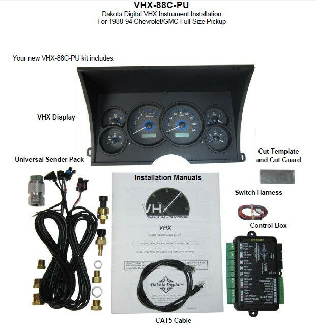 DAKOTA DIGITAL 88 - 94 Chevy GMC Pickup Truck Analog Gauges Kit VHX-88C ... DAKOTA DIGITAL 88 - 94 Chevy GMC Pickup Truck Analog Gauges Kit VHX-88C ...